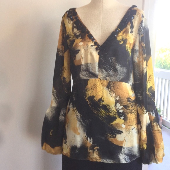 Magaschoni | Tops | Magaschoni Collection 2 Blouse Harvest Gold Black ...